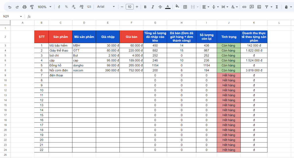 Hướng dẫn tạo file quản lý đơn hàng bằng excel dễ sử dụng