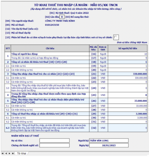 Hướng dẫn các bước lập tờ khai thuế TNCN theo quý