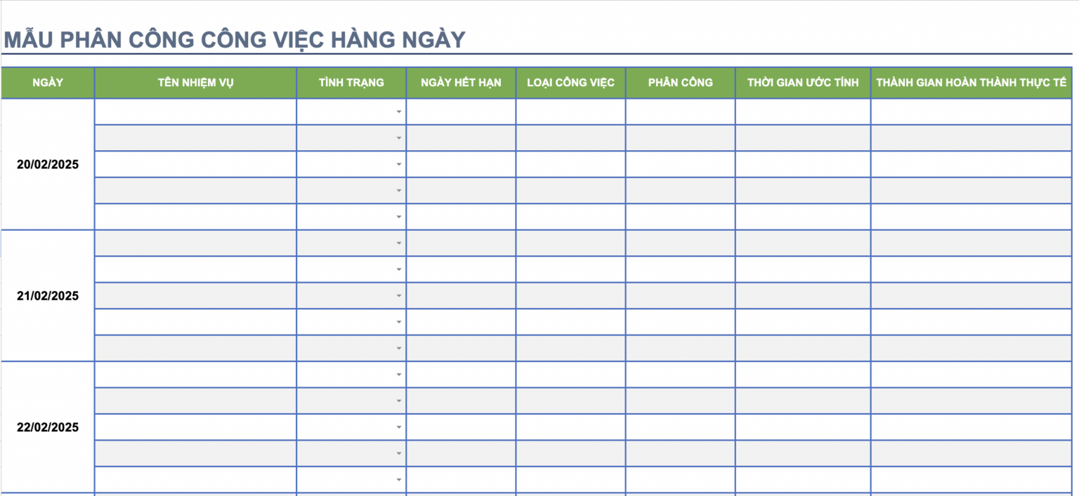 [Cập nhật 2026] 10+ mẫu bảng phân công công việc mới nhất